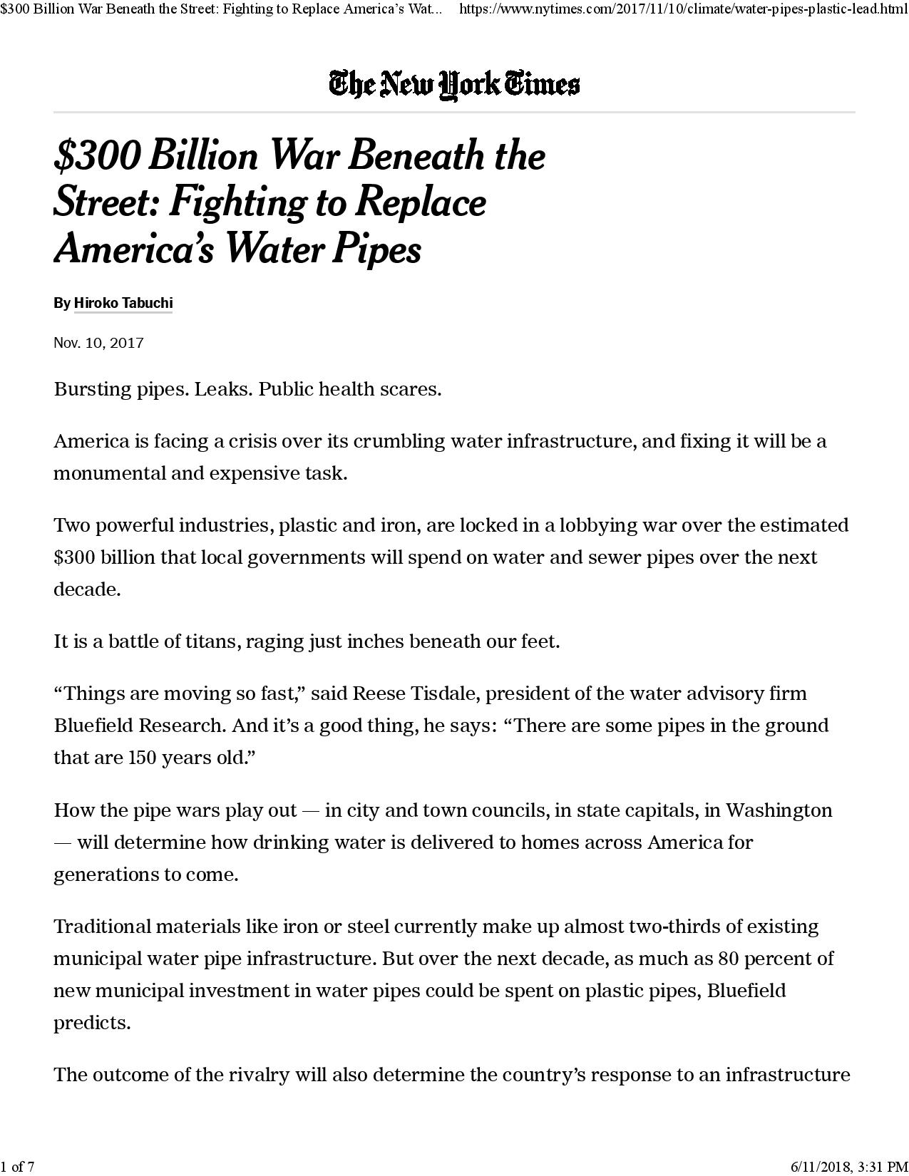 NYTimes: $300 Billion War Beneath the Street: Fighting to Replace ...